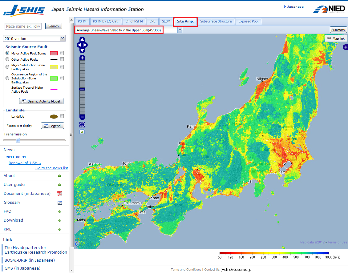 Using J-SHIS Maps | J-SHIS